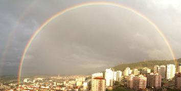 Rising rainbow: Setting Sun photo sequence.
