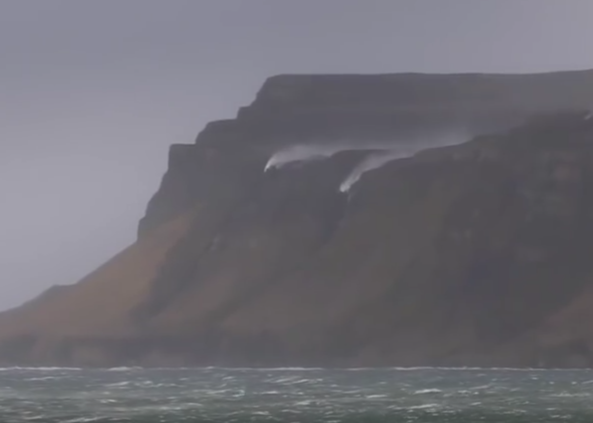 Upside down waterfall appears in Scotland after Storm Henry (VIDEO).
