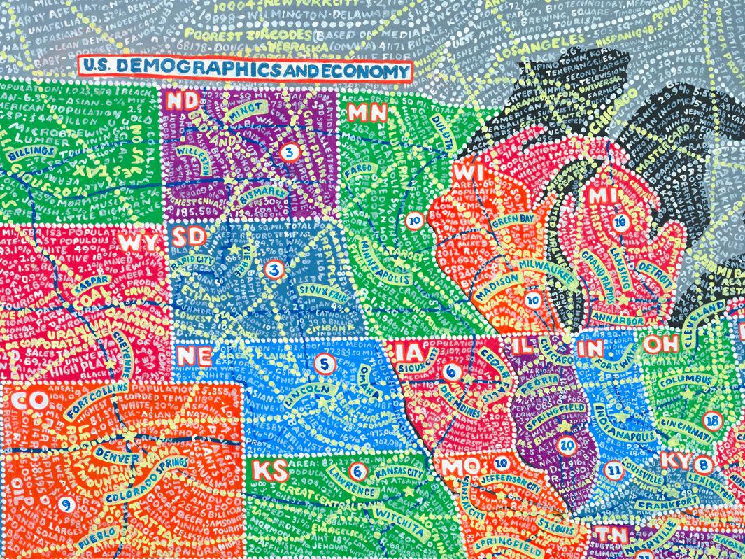 Designer Paula Scher makes beautifully skewed hand-painted maps of U.S ...