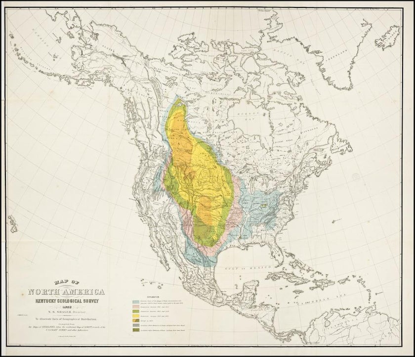 Map: Bison distribution in North America