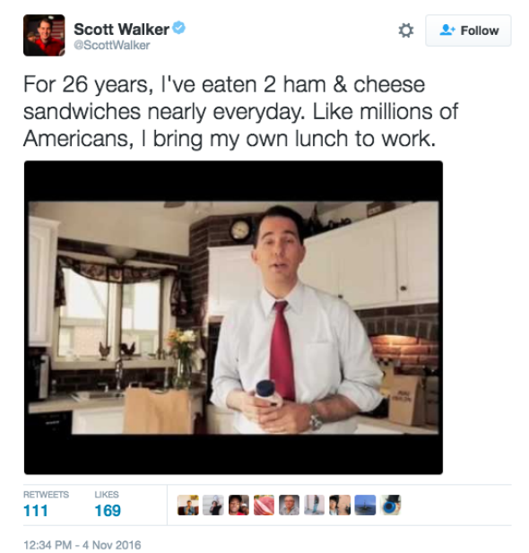 Scott Walker ham sandwich tweet: Why?