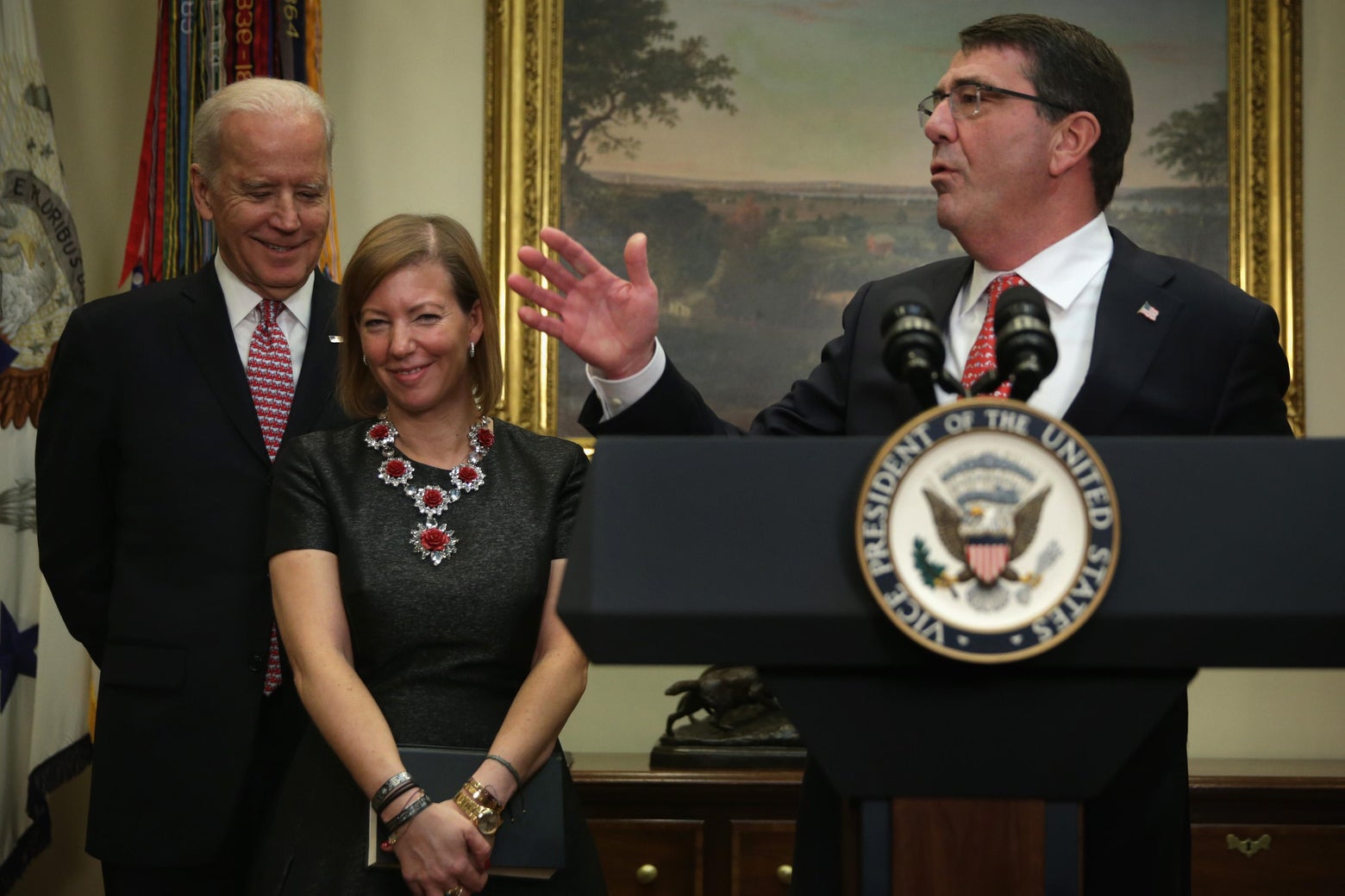 Stephanie Carter says her “creepy” Joe Biden photo was misinterpreted.