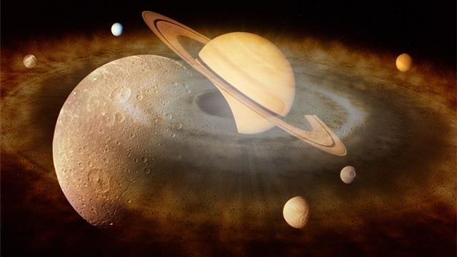 Saturn rings and moons: Cassinni spacecraft images reveal new details.