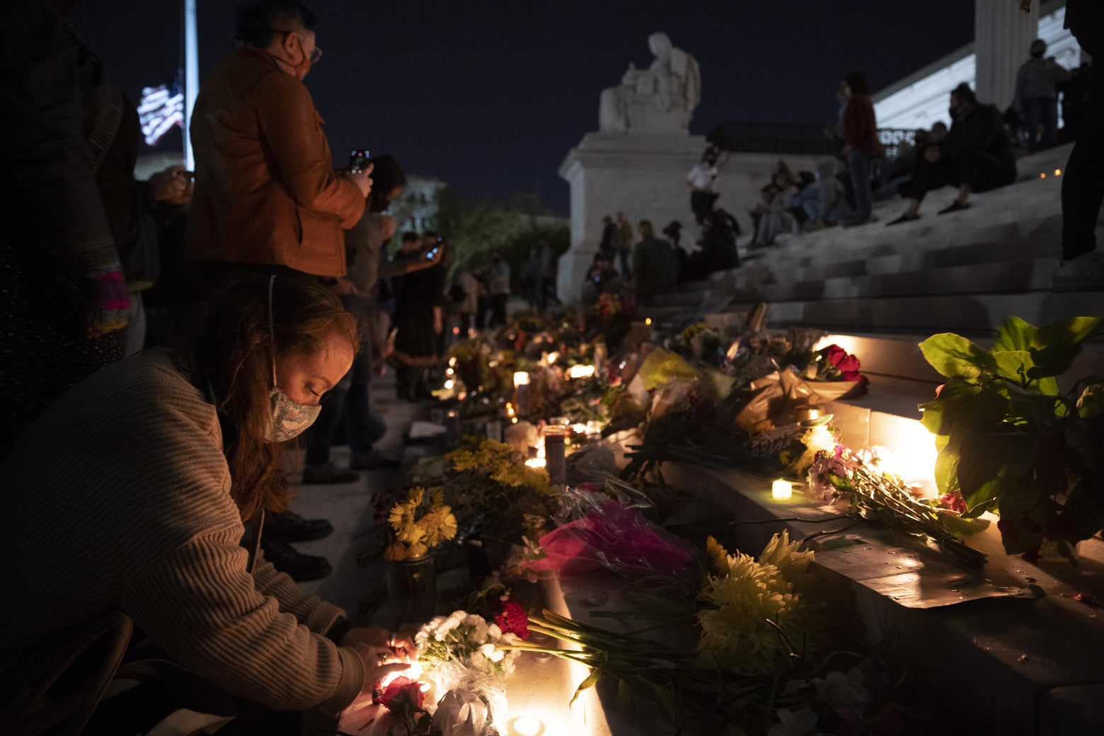 Anguish, fear, and some hope at a vigil for RBG on the Supreme Court steps.