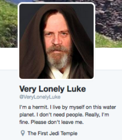 Very Lonely Luke is a hilarious The Force Awakens-themed Twitter account.