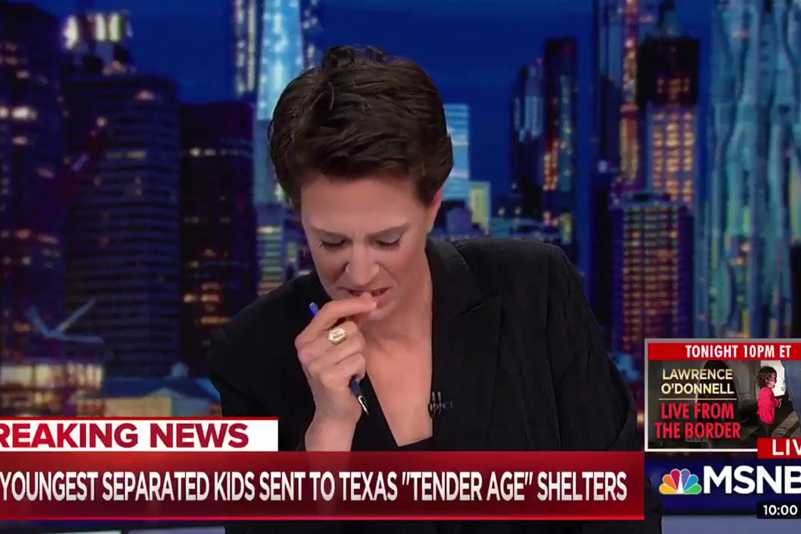 Rachel Maddow breaks down on air while trying to read news about “tender age” shelters.