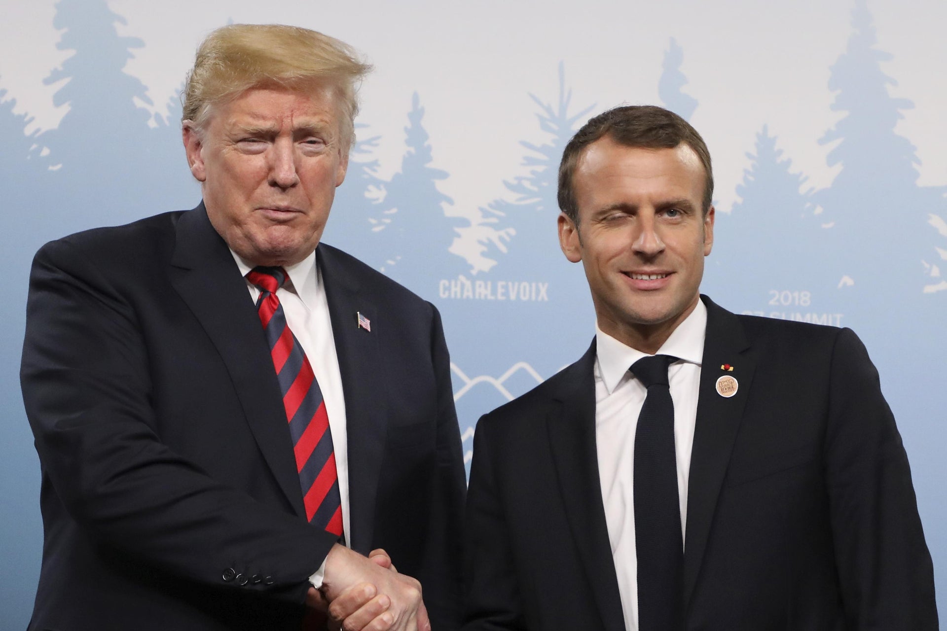 Emmanuel Macron shook Trump’s hand so intensely he left his thumb imprint.