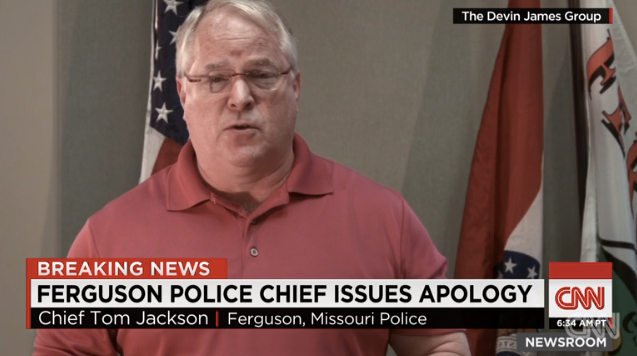 Ferguson police chief apology: Thomas Jackson makes statement on video.