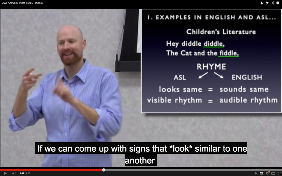 Rhyming in a sign language: A proposal from ASL storyteller Awti
