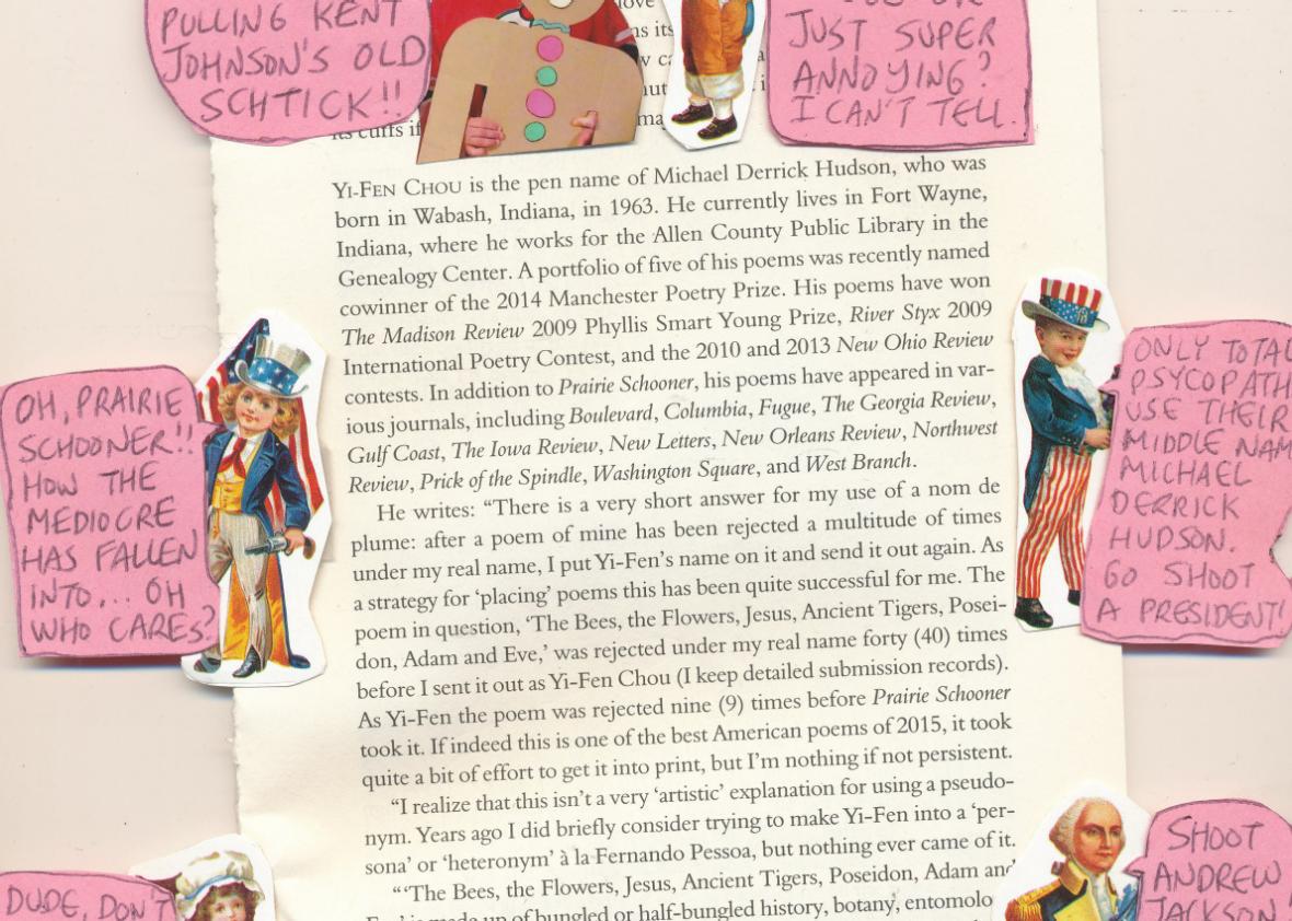 Yi-Fen Chou is Michael Derrick Hudson: The Best American Poetry from 2015 published a writer in ...