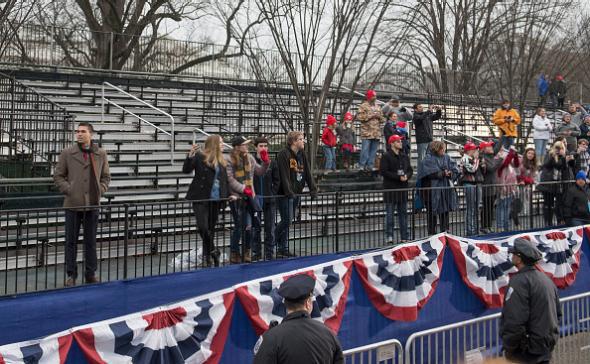 Empty seats at Trump inaugural parade.