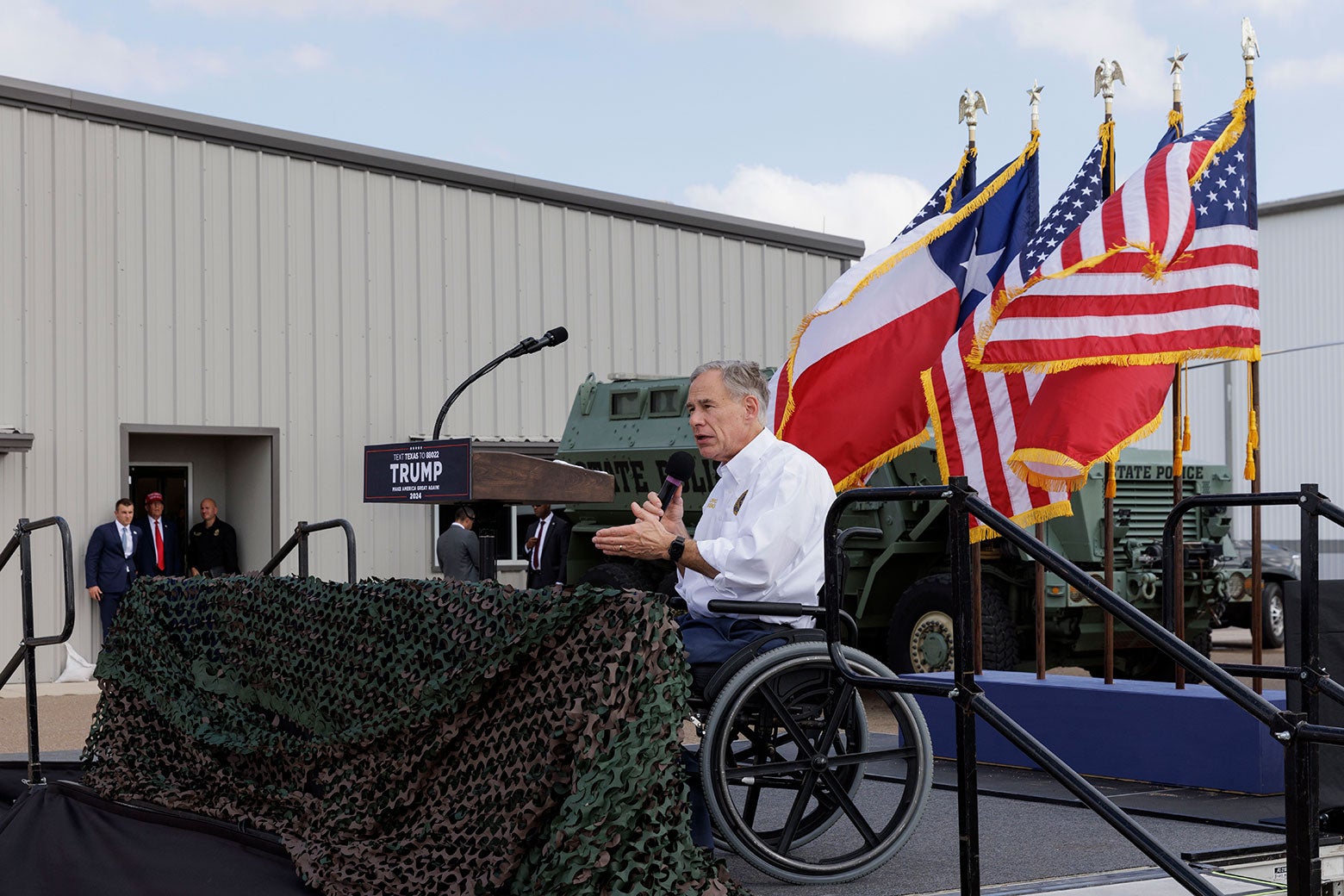 Texas border: Greg Abbott joined by GOP governors, invoking confederacy.