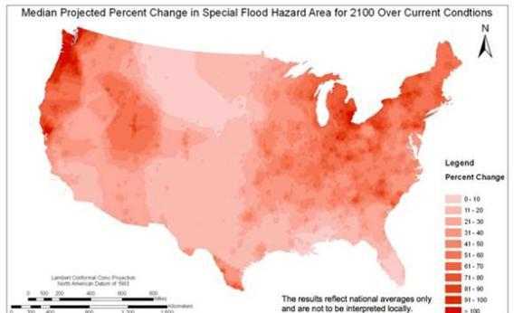 Map: FEMA study shows flood hazard areas may increase 45 percent by 2100.