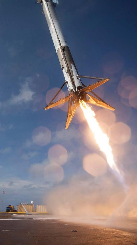 SpaceX booster landing: Photo just before hard impact.