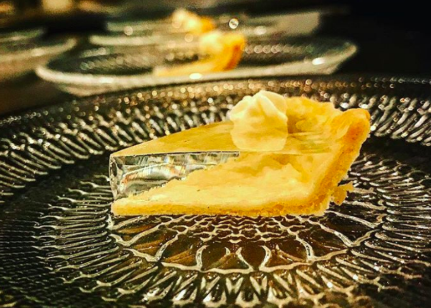 A translucent pumpkin pie.