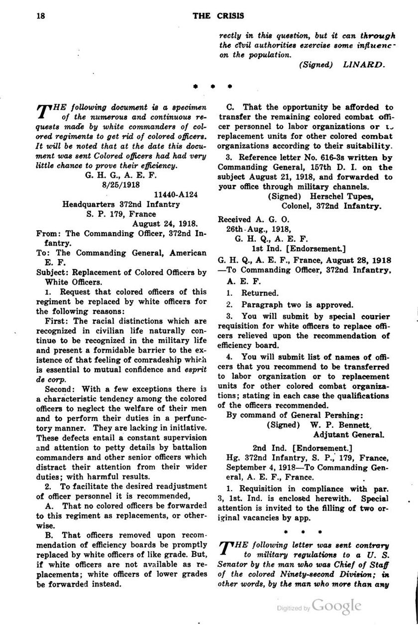 "Secret Information Concerning Black Troops," a warning memo sent to ...