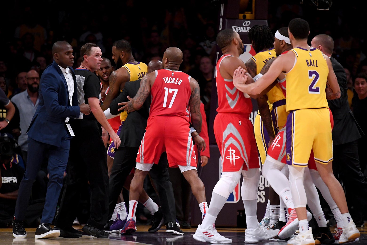 Lakers Rockets Fight: Rajon Rondo allegedly hocked a loogie, Chris Paul ...