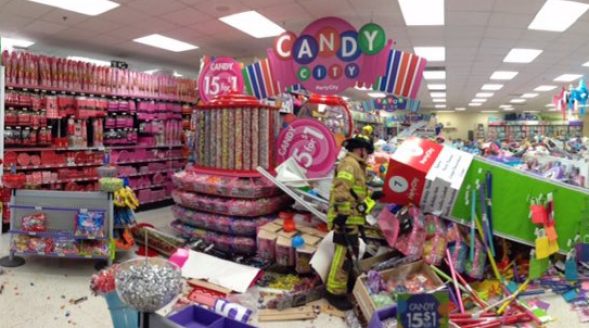 Party City candy aisle collapse in Boca Raton.