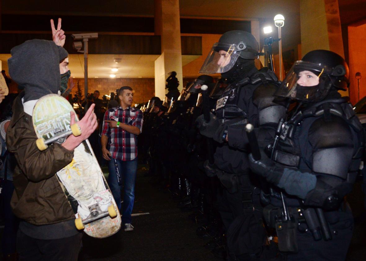 One shot at anti-Trump rally in Oregon as protests continue across U.S.