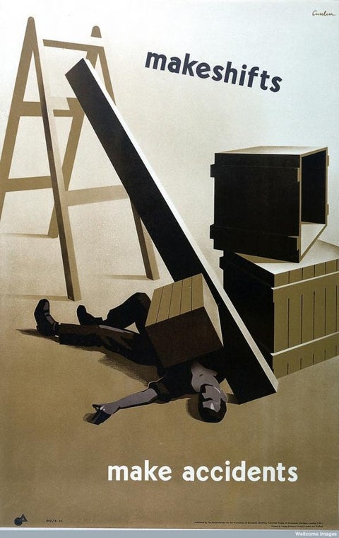 Modernist British safety posters from the middle of the 20th century.