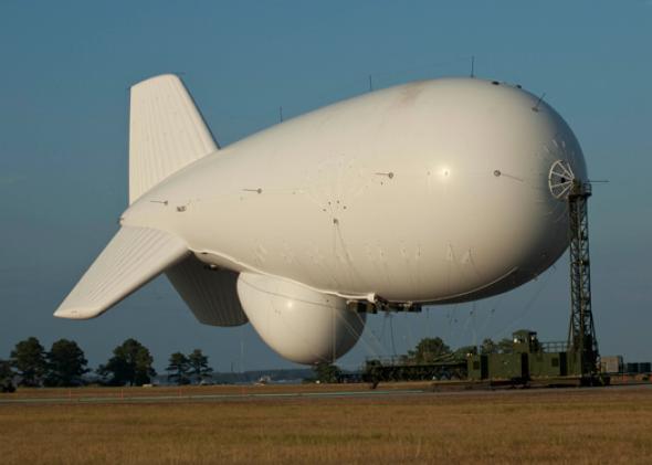 The Army's JLENS surveillance blimp takes to the skies over Maryland.
