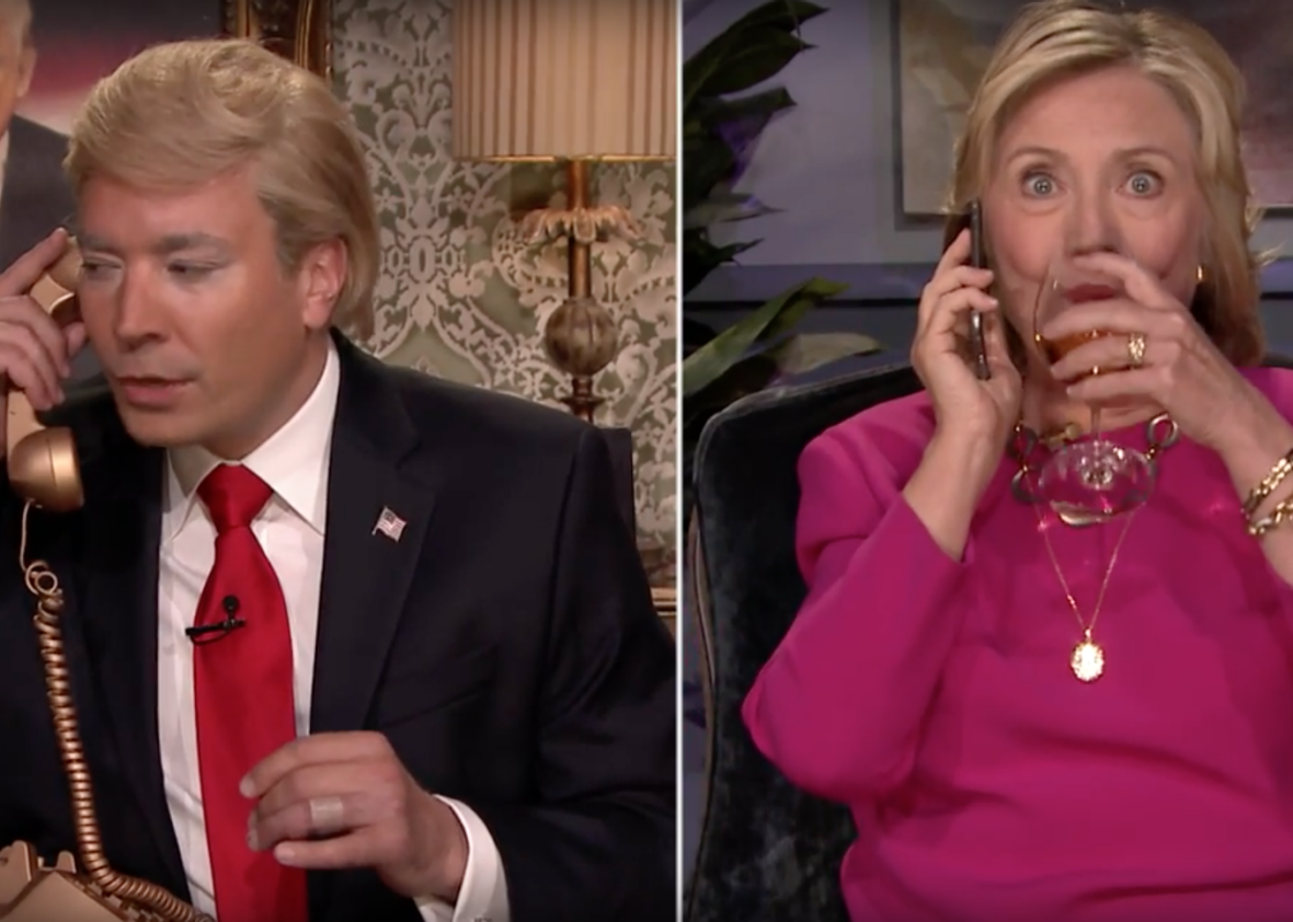 Jimmy Fallon grills Hillary Clinton as Donald Trump on the Tonight Show ...