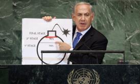 Benjamin Netanyahu-cartoon bomb: Israeli prime minister brings a prop ...