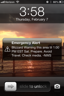 Emergency alert: Blizzard warning text sent to cellphones by NWS.