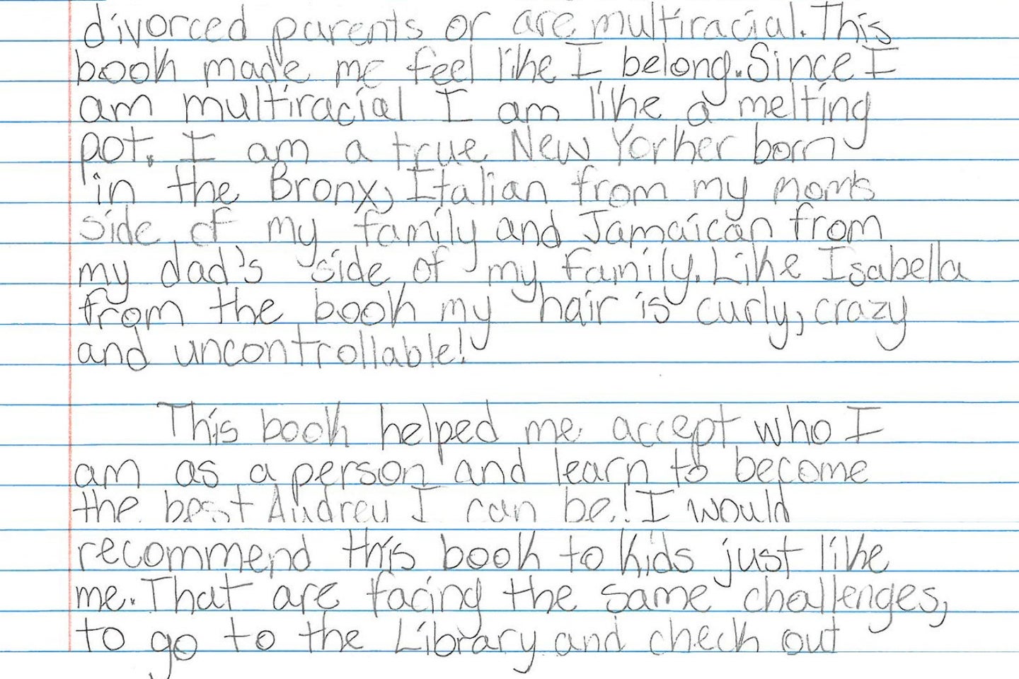 An 11-year-old reader on Sharon Draper’s Blended.