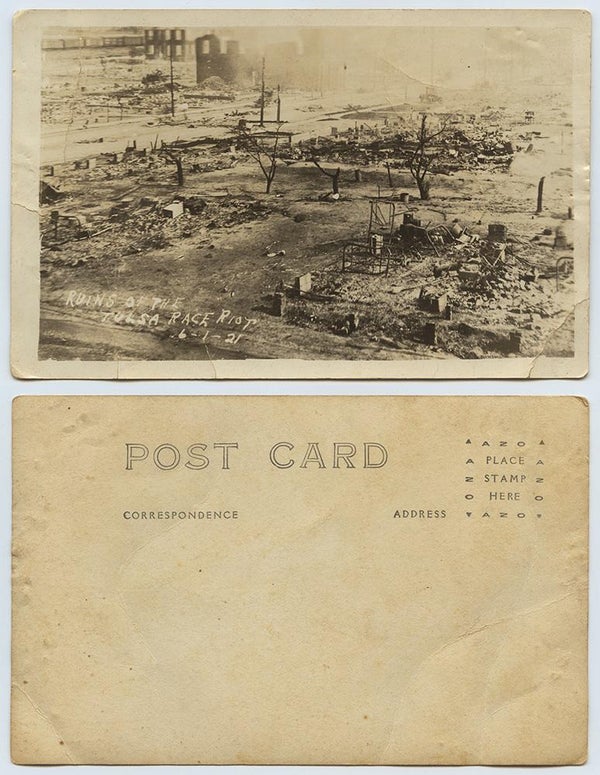 Tulsa Race Riot history: Postcards made with images of ruins of black ...