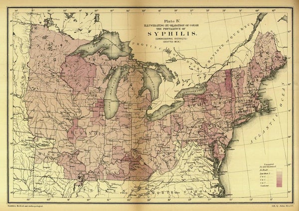 Syphilis: A map of the disease during the Civil War.