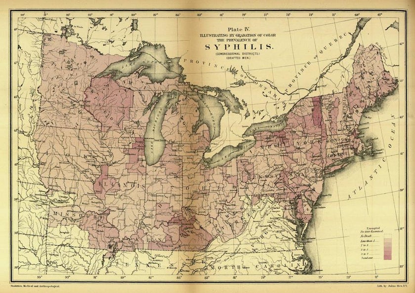 Syphilis: A map of the disease during the Civil War.