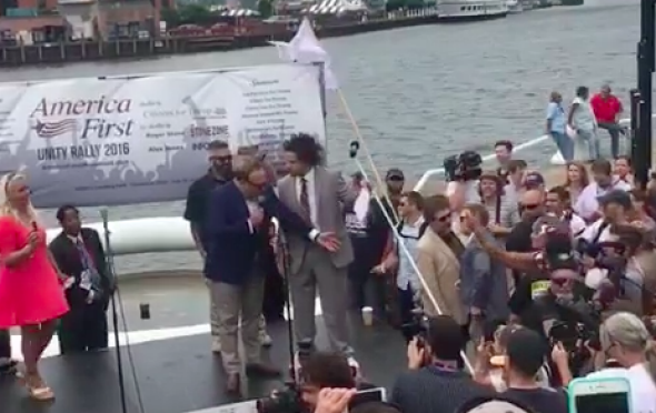 Video: Eric Andre interrupts Alex Jones rally.