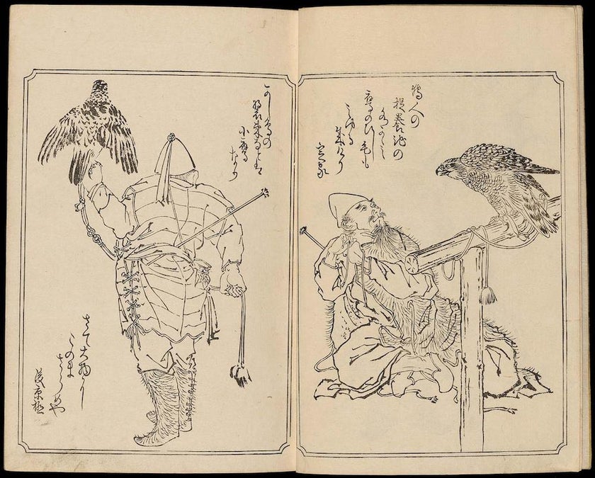 History of falconry in Japan: Woodcuts from the 19th century.