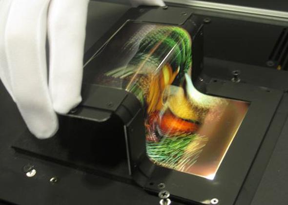 A bendable, foldable OLED screen from Semiconductor Energy Lab's ...