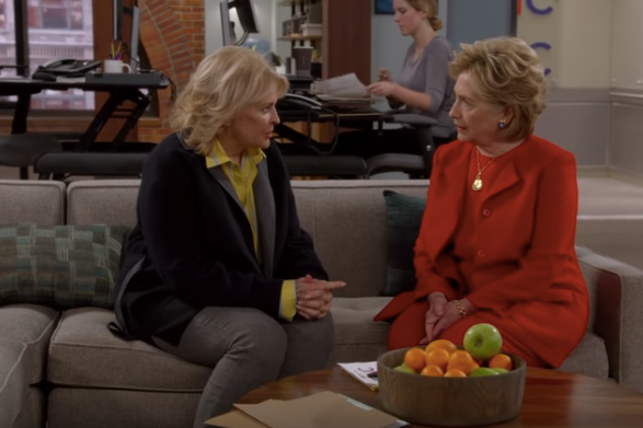 Hillary Clinton is Murphy Brown's secret guest star.