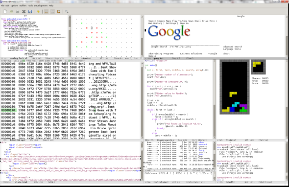 Oldest software rivalry: Emacs and Vi, two text editors used by programmers.